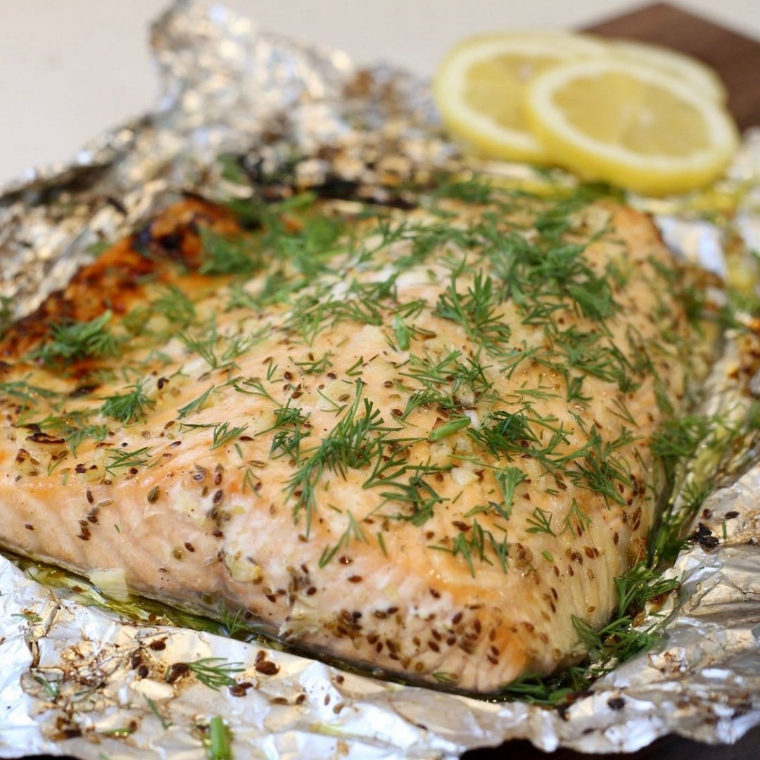 Roasted Lemon Dill Salmon with Creamy Dill Sauce – Rumi Spice