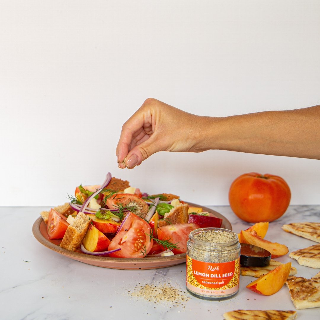Tomato Peach Panzanella – Rumi Spice